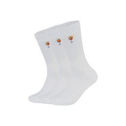 Socken FLIP SOX "Flip Sox Tennissocke mit Motiv 3er Pack", Damen, Gr. 35-38, aperol, 66% Baumwolle, 28% Polyester, 5% Elastodien, 1% Elasthan, bestickt, Socken Socken, 3er Pack Baumwolle aus kontrolliertem Anbau, Feine Motiv-Stickerei