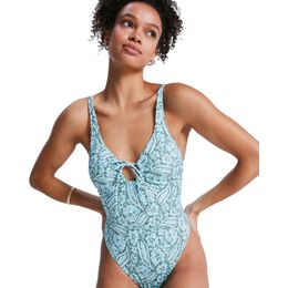Badeanzug Roxy "Wildside Paisley One-Piece", Damen, Gr. L, oil gr&uuml;n wildside paisley, Recycling-Polyester, Badeanz&uuml;ge Badeanzug