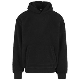 Kapuzenpullover Urban Classics "Urban Classics Oversized Teddy Hoody", Herren, Gr. L, schwarz, 100% Polyester, unifarben, ohne Ausschnitt, Pullover Kapuzenpullover
