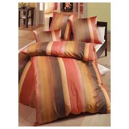 Bettw&auml;sche Janine Gr. 3, rot (rostrot), B/L: 155cm x 220cm, Seersucker, B/L: 80cm x 80cm, 2 Stk., Seersucker, 100% Baumwolle, Bettw&auml;sche, Bettw&auml;sche