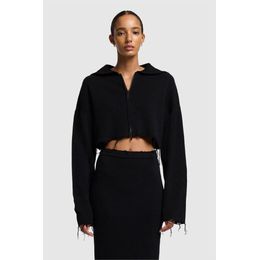7 For All Mankind Damen Cropped Hoodie Black Hoodie