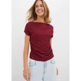 bonprix Spitzenshirt, rot, Gr.40/42 (M), Mit kurzen &Auml;rmeln