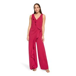Overall Vera Mont "Damen mit Volant", Damen, Gr. 36, Normalgr&ouml;&szlig;en, schwarz raspberry, Cr&ecirc;pe, Obermaterial: 95% Polyester, 5% Elasthan. Futter: 100% Polyester, figurbetont, V-Ausschnitt, Overalls Overall