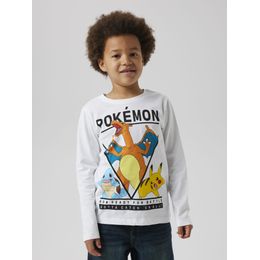 Langarmshirt name it "NKMAST POKEMON LS NREG TOP BOX NOOS SKY", Jungen, Gr. 134/140, wei&szlig; (hellwei&szlig; (blank)), Jersey, Obermaterial: 100% Baumwolle, bedruckt, normal h&uuml;ftbedeckend, Rundhals, abgesteppte Kante, Shirts Langarmshirt