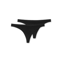 T-String Schiesser "95/5", Damen, Gr. 36, schwarz (000, schwarz), Single Jersey, Obermaterial: 95% Baumwolle, 5% Elasthan, unifarben, eng, Unterhosen, mit besonders flachen N&auml;hten