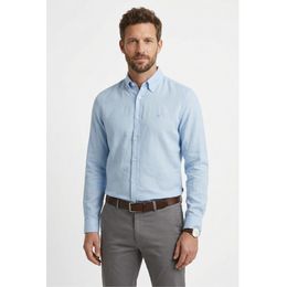 Leinenhemd BOSS "LIAM", Herren, Gr. L, N-Gr, light, pastel blau450, Web, Obermaterial: 100% Leinen, gestreift, regular fit normal, 1-Knopf-Manschette, Hemden, 100% Leinen mit Button-Down-Kragen, regular fit