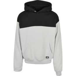 Rundhalspullover Urban Classics "Urban Classics Herren Upper Block Hoody", Herren, Gr. L, lightasphalt, schwarz, 65% Baumwolle, 35% Polyester, mehrfarbig, loose fit, ohne Ausschnitt, Pullover Rundhalspullover