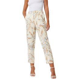 CR&Eacute;ATION L Damen Leinenhose im hochwertigen Material-Mix champagner-camel-gemustert Gr&ouml;&szlig;e 38