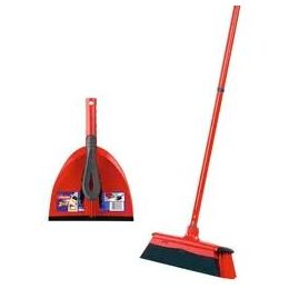 Kehrgarnitur Vileda "DuActiva Besen", rot (rot, schwarz), Kunststoff, Reinigungsb&uuml;rsten, Kehrgarnitur, mit 2in1 Kehrset