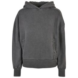 Kapuzensweatshirt Urban Classics "Urban Classics Damen Ladies Heavy Terry Garment Dye Hoody", Damen, Gr. XS, grau (schwarzshadow), 100% Baumwolle, Sweatshirts
