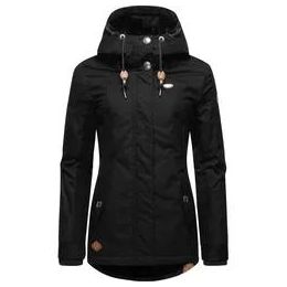 Winterjacke Ragwear "Monade", Damen, Gr. 6XL (52), grau (dunkelgrau), Obermaterial: 65% Polyester, 35% Baumwolle. Futter: 100% Polyester. Wattierung: 100% Polyester, figurbetont Po-bedeckend, verstellbar Rippstrickb&uuml;ndchen mit Druckknopf, Jacken Winterjacke, Damen Winterparka mit Kapuze und m. Fleece gef&uuml;ttert