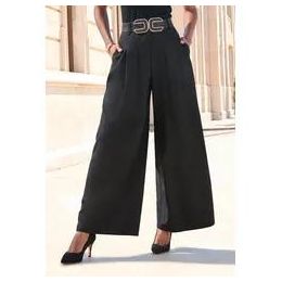 Hosenrock Lascana, Damen, Gr. 36, schwarz, Web, Obermaterial: 80% Polyester, 18% Viskose, 2% Elasthan. Taschenbeutel: 100% Polyester, unifarben, figurumspielend bodenlang, R&ouml;cke, mit G&uuml;rtelschlaufen, Anzughose, chic, Topseller