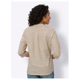 Schlupfbluse Classic Basics, Damen, Gr. 54, orange (sand, koralle, kariert), 100% Baumwolle, gemustert, kariert, mehrfarbig, Rundhals, Blusen Schlupfbluse