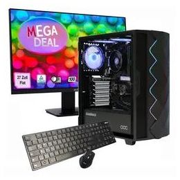 GAMEMAX PC-Komplettsystem "MegaDeal Diamond BK 2612 Ryzen 5 5600G Radeon Graphics 32GB 1TB SSD", Energieeffizienz: E (A-G), schwarz, Microsoft Windows 11 Home (64 Bit), 32 GB RAM 1.000 GB SSD, Computer_Komplettsysteme, Windows 11 + MSI PRO MP273A Monitor, 69cm (27")