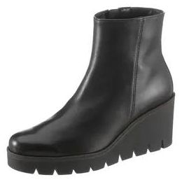 Ankleboots Gabor, Damen, Gr. 40,5, schwarz, Kalbsleder, unifarben, Schuhe Ankleboots, Keilabsatz, Boots, Stiefelette in Used Optik