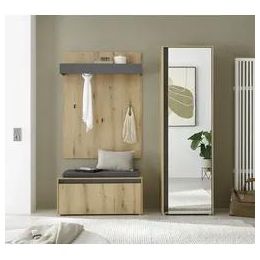 Garderoben-Set Home Affaire "GIRON/CiTY, moderne Garderobe, Komplettset mit viel Stauraum", eiche evoke, B:170cm H:200cm T:40cm, Holzwerkstoff, Kastenm&ouml;bel-Sets, enth&auml;lt Garderobenschrank, Paneel, Schuhbank inkl. Sitzkissen