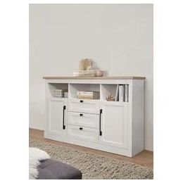 Sideboard OTTO HOME "Ismund", transparent (wei&szlig;, naturfarben), B:121cm H:95cm T:39cm, Holzwerkstoff, Sideboards, Sideboard, aus MDF, mit Holz-Zierleiste, schwarzen Metallgriffen, H&ouml;he 95 cm