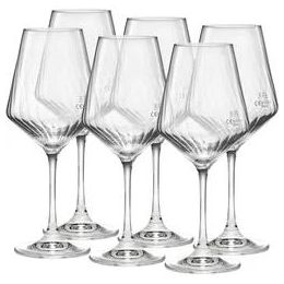 Weinglas Van Well "Eva, Weingl&auml;ser 55 cl geeicht, 6 St&uuml;ck", transparent, H:25cm &Oslash;:10,5cm, Kristallglas, Trinkgef&auml;&szlig;e, Weinglas, Relief-Optik, sp&uuml;lmaschinengeeignet