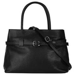 Henkeltasche CLUTY, Damen, Gr. B/H/T: 33cm x 23cm x 15cm onesize, schwarz, Leder, leicht gl&auml;nzend, unifarben, Taschen, echt Leder, Made in Italy