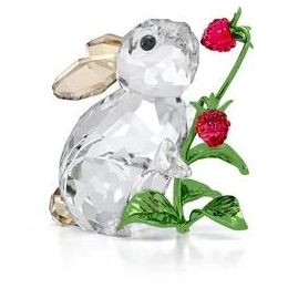 Tierfigur Swarovski "Dekofigur Kristallfigur Sammelfigur Idyllia Hase und Himbeeren", gold (kristallwei&szlig;, goldfarben, rot, gr&uuml;n, schwarz), Dekofiguren, Metall, Swarovski Kristall