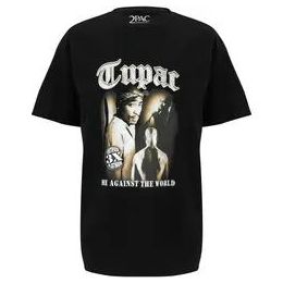 T-Shirt "Upscale by Mister Tee Herren Tupac MATW Sepia Oversize Tee", Damen, Gr. S, schwarz, 100% Baumwolle, UPSCALE BY Mister Tee, unifarben, oversize, Rundhals, Shirts T-Shirt