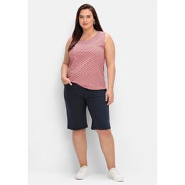 Bermudas sheego, Damen, Gr. 54, Normalgr&ouml;&szlig;en, blau (nachtblau), 99% Baumwolle, 1% Elasthan, unifarben, Hosen Bermudas