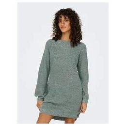 Jacqueline de Yong Minikleid JDY "JDYWHITNEY MEGAN L/S BOAT DRESS KNT NOOS", Damen, Gr. L, N-Gr, gr&uuml;n (abyss detail:w schwarz ply), Rippstrick, Obermaterial: 88% Polyacryl, 12% Polyester, relaxed fit kurz, U-Boot-Ausschnitt, Kleider Minikleid, Sommerkleid