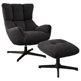 Jockenh&ouml;fer Relaxsessel JOCKENH&Ouml;FER GRUPPE "Melania, B: 73 cm, Sitzh&ouml;he: 45 cm", anthrazit, B:73cm H:94cm T:81cm, Sessel, Relaxsessel, Set: mit Hocker, 360 Drehfunktion, kuscheliger Webstoff
