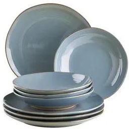 M&auml;ser Tafelservice M&Auml;SER "NOTTINGHAM, Geschirr-Set, Keramik", blau, 8 Stk., Keramik, Geschirr-Sets, Tafelservice, Teller Set