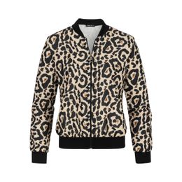 Bomberjacke CLOUD 5IVE "CLOUD 5IVE Cloud 5ive Blouson Bomber Jacket", Damen, Gr. L, schwarz, beige, 95% Polyester, 5% Elasthan, normal, amerikanischer Ausschnitt, Jacken Bomberjacke