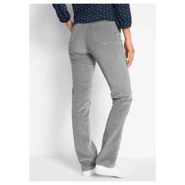 Cordhose bonprix "Stretch-Cordhose, Straight", Damen, Gr. 48, N-Gr, grau, Cord, Obermaterial: 98% Baumwolle, 2% Elasthan, unifarben, slim fit lang, Hosen Cordhose, aus Stretch-Material, Slim Fit, mit Eingrifftaschen