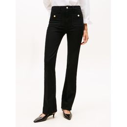Bootcut-Jeans Tommy Hilfiger "DNM BLACK BOOTCUT HW", Damen, Gr. 32, L&auml;nge 30, schwarz, Denim/Jeans, Obermaterial: 98% Baumwolle, 2% Elasthan, unifarben, Jeans