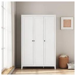 Kleiderschrank OTTO HOME "Borkum Schlafzimmerschrank Garderobe Landhaus, wei&szlig;", wei&szlig;, B:127cm H:200cm T:52cm, FSC-zertifizierter Holzwerkstoff, Schr&auml;nke, Kleiderschrank, Schlafzimmerschrank mit 6 B&ouml;den und Kleiderstange, 3 T&uuml;ren