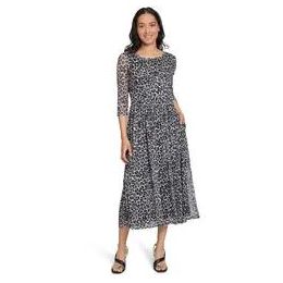 Maxikleid Vera Mont "Damen mit Leoprint", Damen, Gr. 42, Normalgr&ouml;&szlig;en, schwarz (grau, schwarz), Mesh, Obermaterial: 95% Polyester, 5% Elasthan; Futter: 100% Polyester, tailliert lang, Kleider Maxikleid
