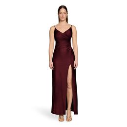 Abendkleid Vera Mont "Damen mit Seitenschlitzen", Damen, Gr. 34, Normalgr&ouml;&szlig;en, dunkelrot, grau, Obermaterial: 81% Polyamid, 19% Elasthan. Besatz: 100% Polyamid. Futter: 100% Polyester, figurbetont lang, V-Ausschnitt, Kleider Abendkleid