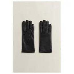 Lederhandschuhe Gant "CASHMERE LINED LEATHER GLOVES", Herren, Gr. M, schwarz, Web, Lammleder, unifarben, Handschuhe, Regular fit