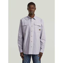 G-Star Raw Langarmshirt G-STAR "CPO Regular Hemd", Herren, Gr. L, grau (correct grau, wei&szlig; oxford), Obermaterial: 100% Baumwolle, Shirts Langarmshirt