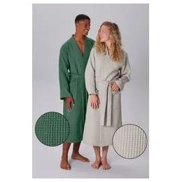 Unisex-Bademantel OTTO HOME "Inga, Waffelpiqu&eacute;, leicht, ideal f&uuml;r Sauna & Spa, Hotelbademantel" Gr. S, gr&uuml;n (dunkelgr&uuml;n), L:120cm, Baumwolle, Hausm&auml;ntel, kleines Packma&szlig;, Taschen, Damen & Herren, S-3XL, Morgenmantel