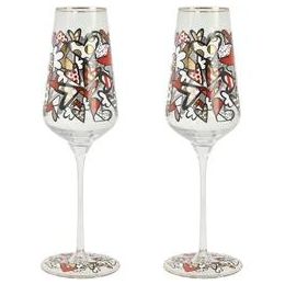 Sektglas Goebel "Sektglas Britto- All We Need Is Love", bunt, B:7,5cm H:23,5cm, Glas, Trinkgef&auml;&szlig;e