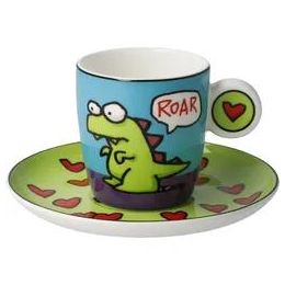 Tasse Goebel "Espressotasse Ed Eck- Roar", bunt, B:12cm H:7cm, Porzellan, Trinkgef&auml;&szlig;e, Tasse