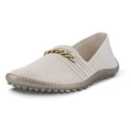 Barfu&szlig;schuh Leguano "LADY FAMOUS", Damen, Gr. 37, creme, Textil, Schuhe Barfu&szlig;schuh, Flats, Ballerina, Bequemschuh mit goldfarbener Zierkette