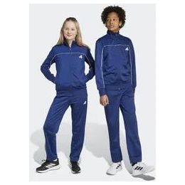 Trainingsanzug Adidas SPORTSWEAR "J CP TR TS", Jungen, Gr. 164, dunkelblau, wei&szlig;, Obermaterial: 100% Polyester, Sportanz&uuml;ge Trainingsanzug, f&uuml;r Kinder und Teens, zweiteiliges Set, mit Stehkragen