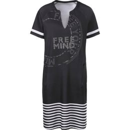 Heine Damen Jerseykleid mit Taschen schwarz-wei&szlig;-bedruckt Gr&ouml;&szlig;e 48