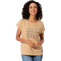 CR&Eacute;ATION L Damen Shirt mit platziertem Druckmuster camel-ecru-bedruckt Gr&ouml;&szlig;e 38