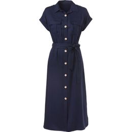 Heine Damen Hemdblusenkleid inklusive Bindeg&uuml;rtel marine Gr&ouml;&szlig;e 40
