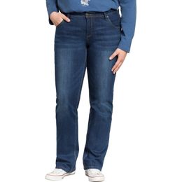 sheego Damen Gerade Jeans mit Used-Effekten blue denim Gr&ouml;&szlig;e 54