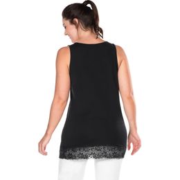 sheego Damen Tanktop mit Spitzensaum schwarz Gr&ouml;&szlig;e 42