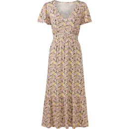 CR&Eacute;ATION L Damen Jerseykleid mit Fl&uuml;gel&auml;rmeln hortensie-gelb-bedruckt Gr&ouml;&szlig;e 40