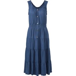 CR&Eacute;ATION L Damen Stufenkleid mit Smok-Einsatz jeansblau Gr&ouml;&szlig;e 36