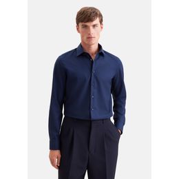 Businesshemd Seidensticker "Schwarze Rose", Herren, Gr. XS (36), normale &Auml;rmell&auml;ngen, blau (dunkelblau), 100% Baumwolle, unifarben, slim fit, 2-Knopf-Manschette, Hemden, Slim 1/1 Kentkragen Uni